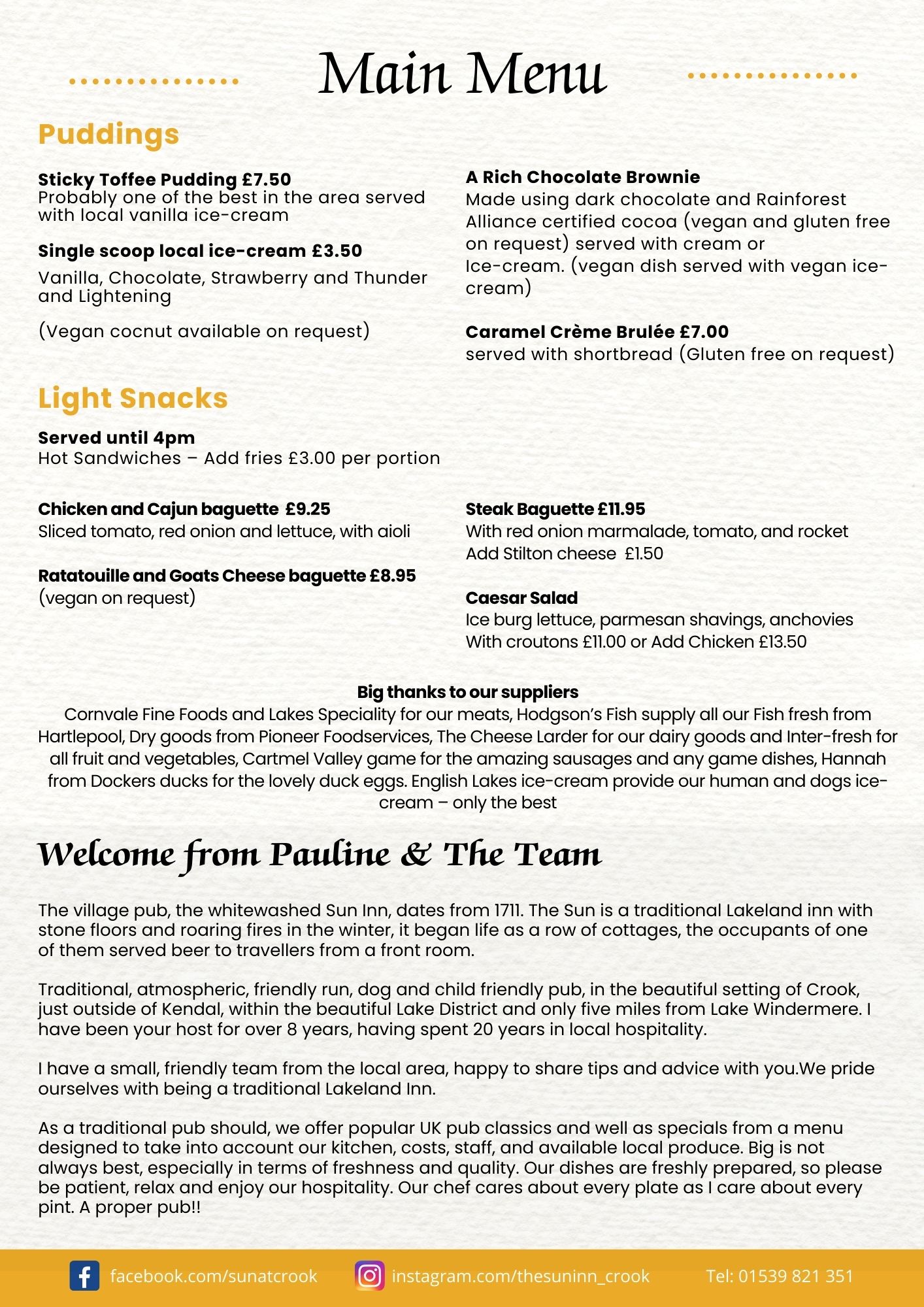 Our Menus